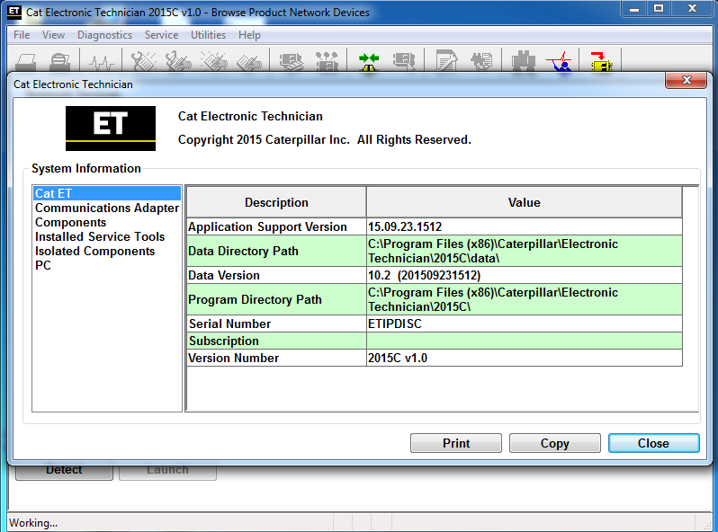 Caterpillar Cat Electronic Technician ET2015C diagnostics Software For ...