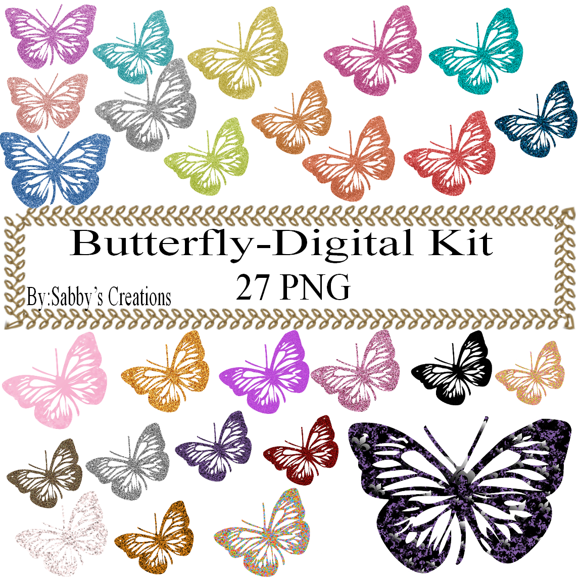 Butterfly Digital Kit-Jewelry Tag-Gift Tag-T shirt-Digital Clipart ...