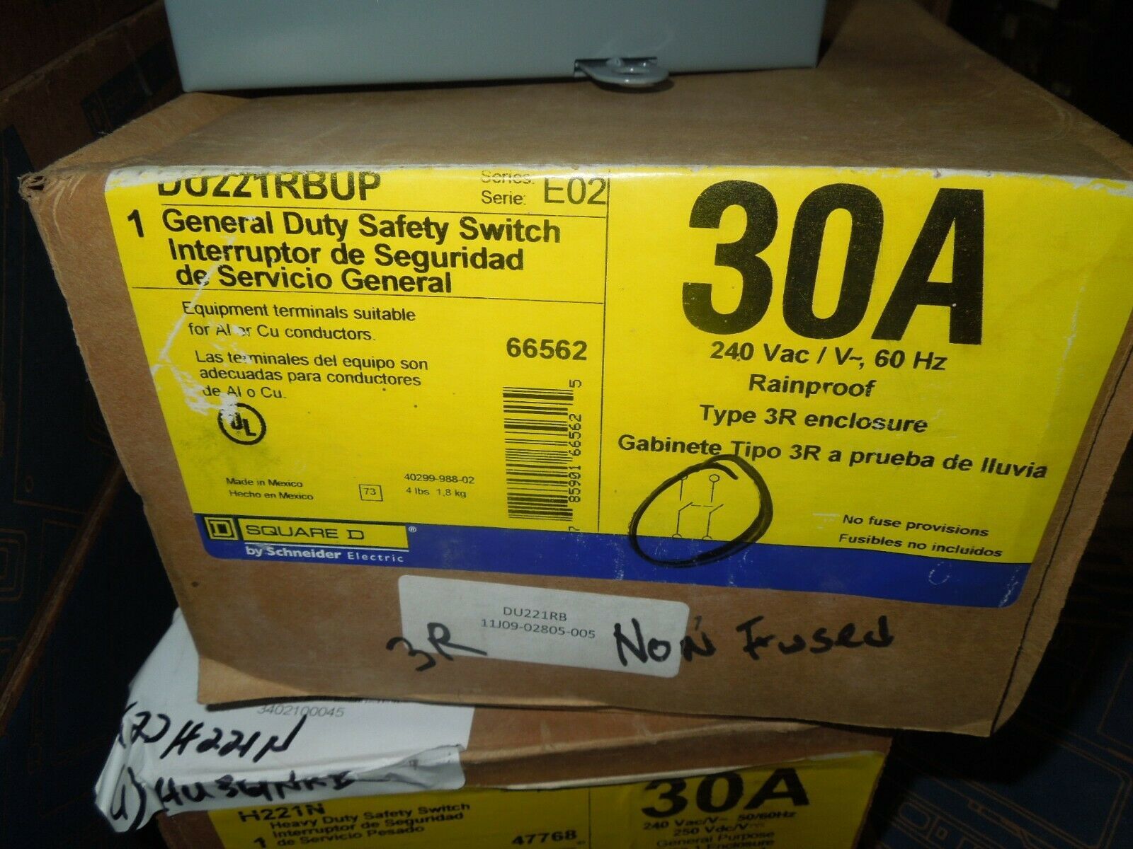 Square D DU221RBUP General Duty Non-Fused Safety Switch 30A 2P 240V ...