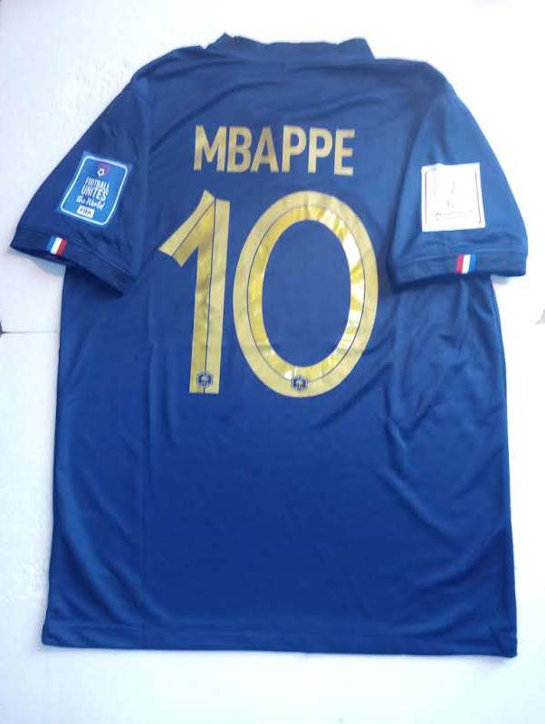 Kylian Mbappe France 2022 World Cup Qatar Final Stadium Blue Home Soccer Jersey - Soccer-World Cup