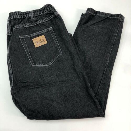 Haband Casual Joe Denim Jeans 42m Black Elastic Waist Cotton Blend Dark
