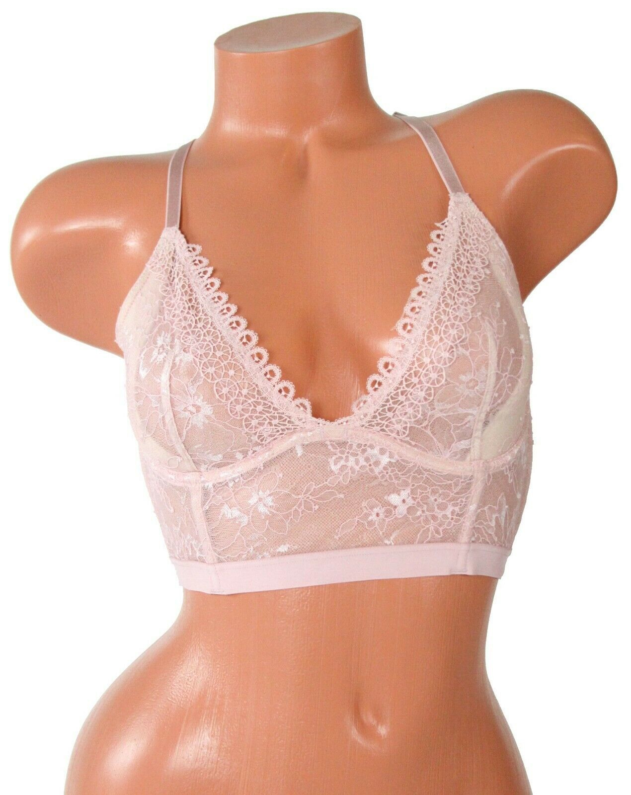 Victorias Secret Very Sexy Long Line Plunge Bra Size 32d Ivory Pink