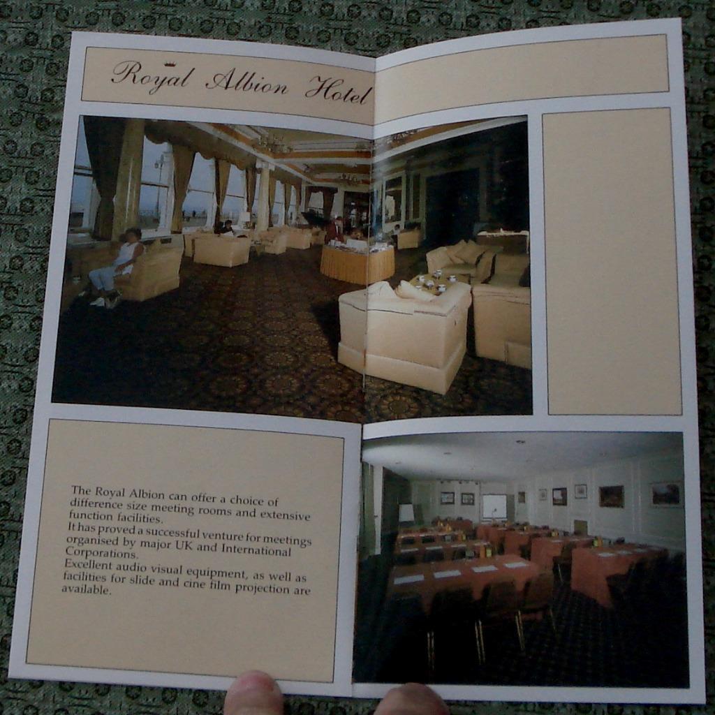 Royal Albion Hotel, Brighton, Vintage Informational Tour Pamphlet ...
