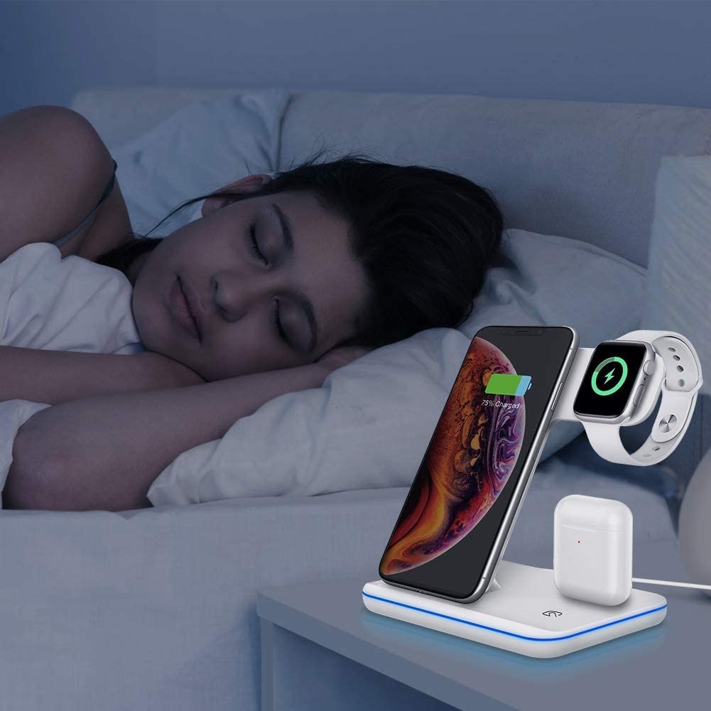 Waitiee Wireless Charger 3 In 1 Qi Certified 15w Fast Charging Station