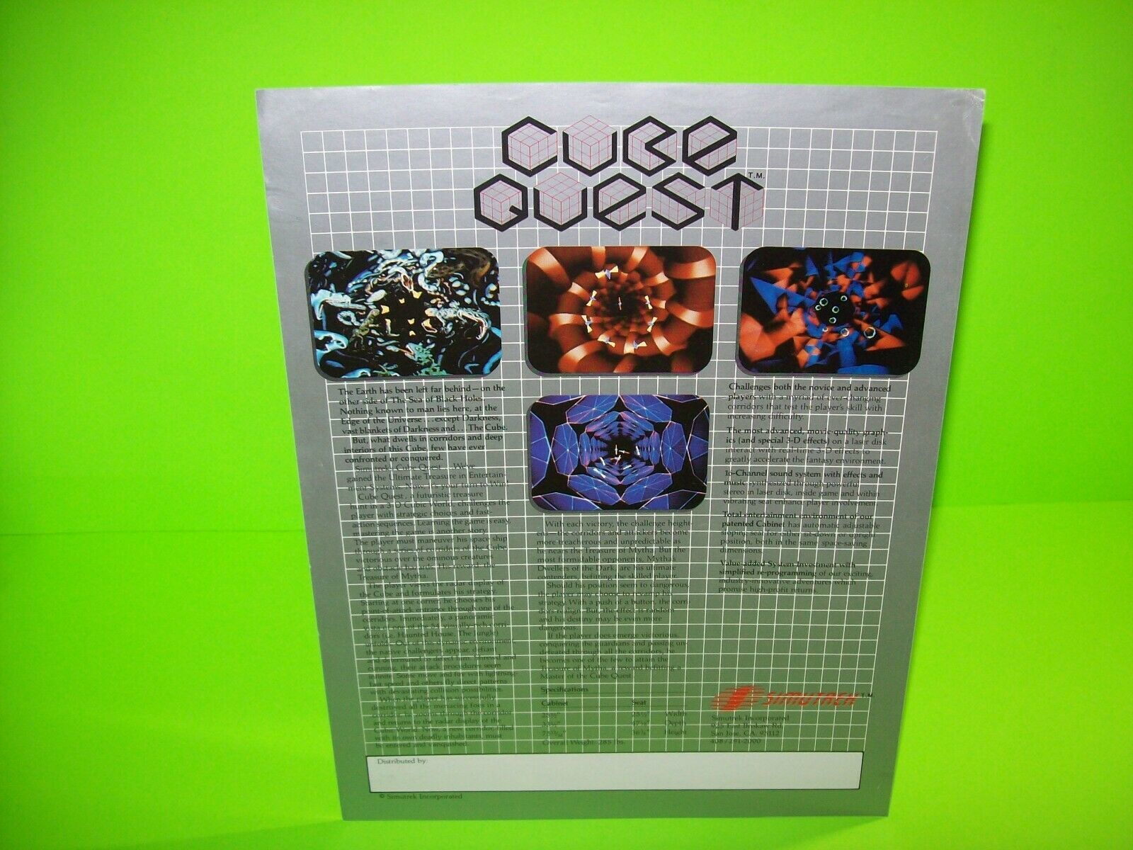 Cube Quest Arcade FLYER 1983 Simutrek Scarce Video Game Artwork Promo ...