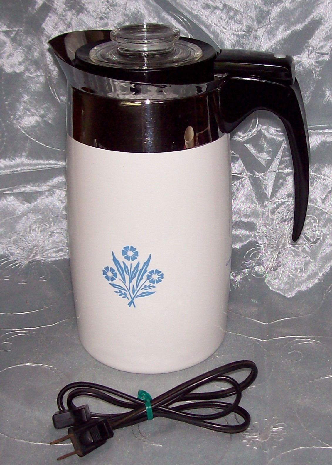 Corning Ware BLUE CORNFLOWER Electric Coffee Pot/Percolator 10 cup P-80 ...