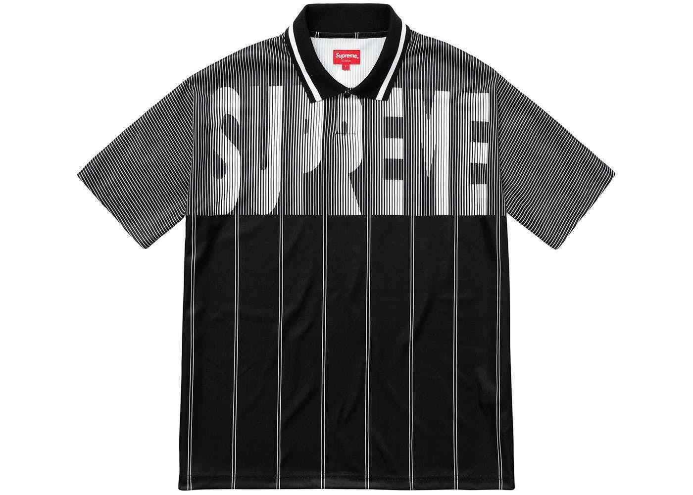 BRAND NEW MEN'S SUPREME SOCCER POLO JERSEY T-SHIRT SHIRT BLACK WHITE ...