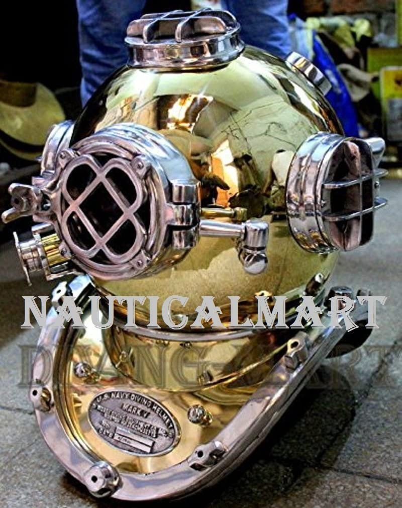 NauticalMart Brass Scuba Diving Divers Helmet US Navy Mark V Solid ...