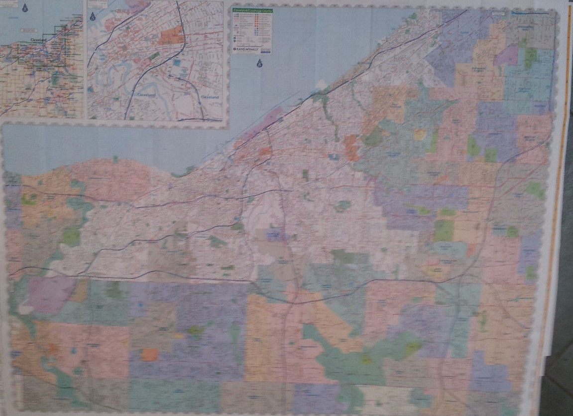 Cleveland Cuyahoga County OH Laminated Wall Map (R) - US