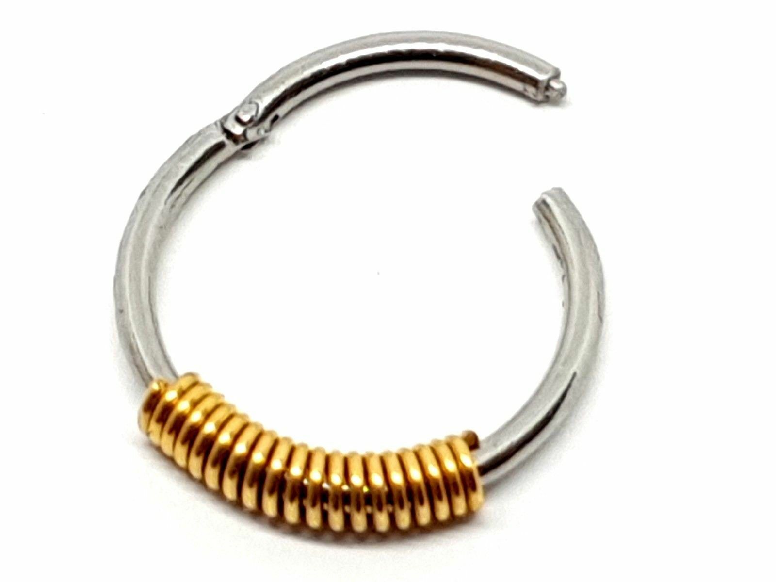 Body Piercing Ring Clicker Steel Gold Spring Hinged Segment Hoop 18g ...