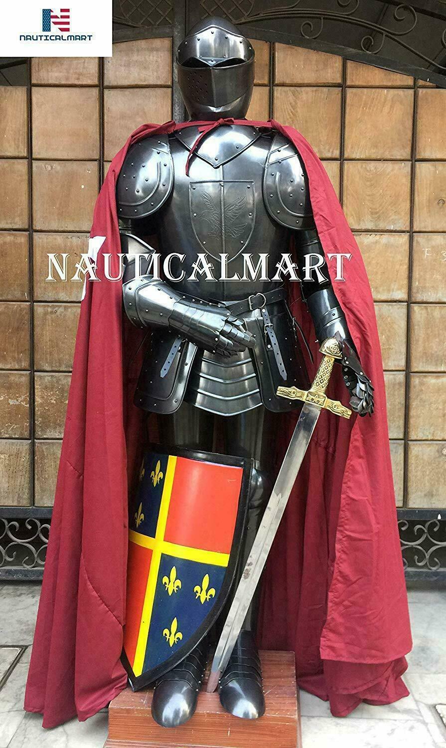 Medieval Epic Black Knight Medieval Full Suit Of Armor with Shield ...
