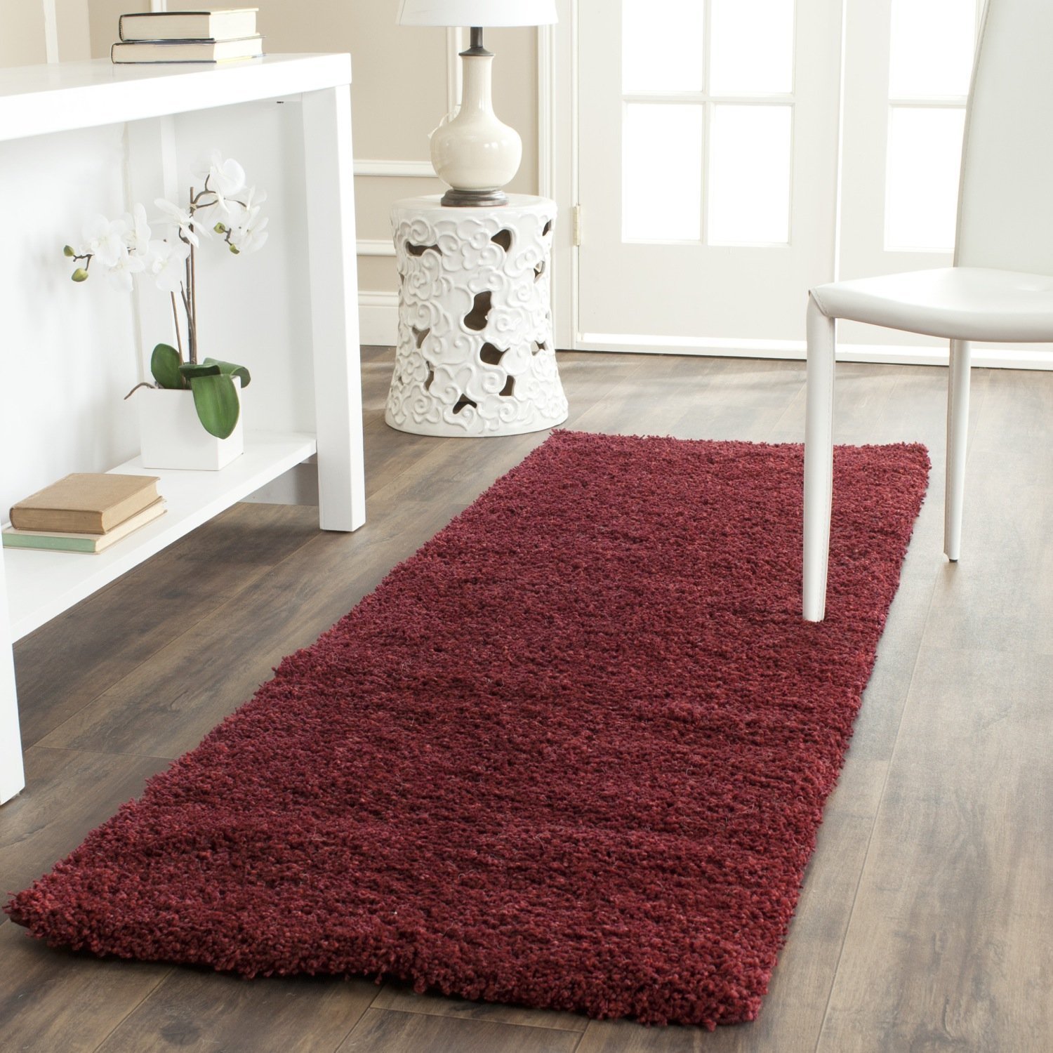 Cozy Soft Thick Maroon Shag Area Rug 2-inch Pile Height - Rugs & Carpets
