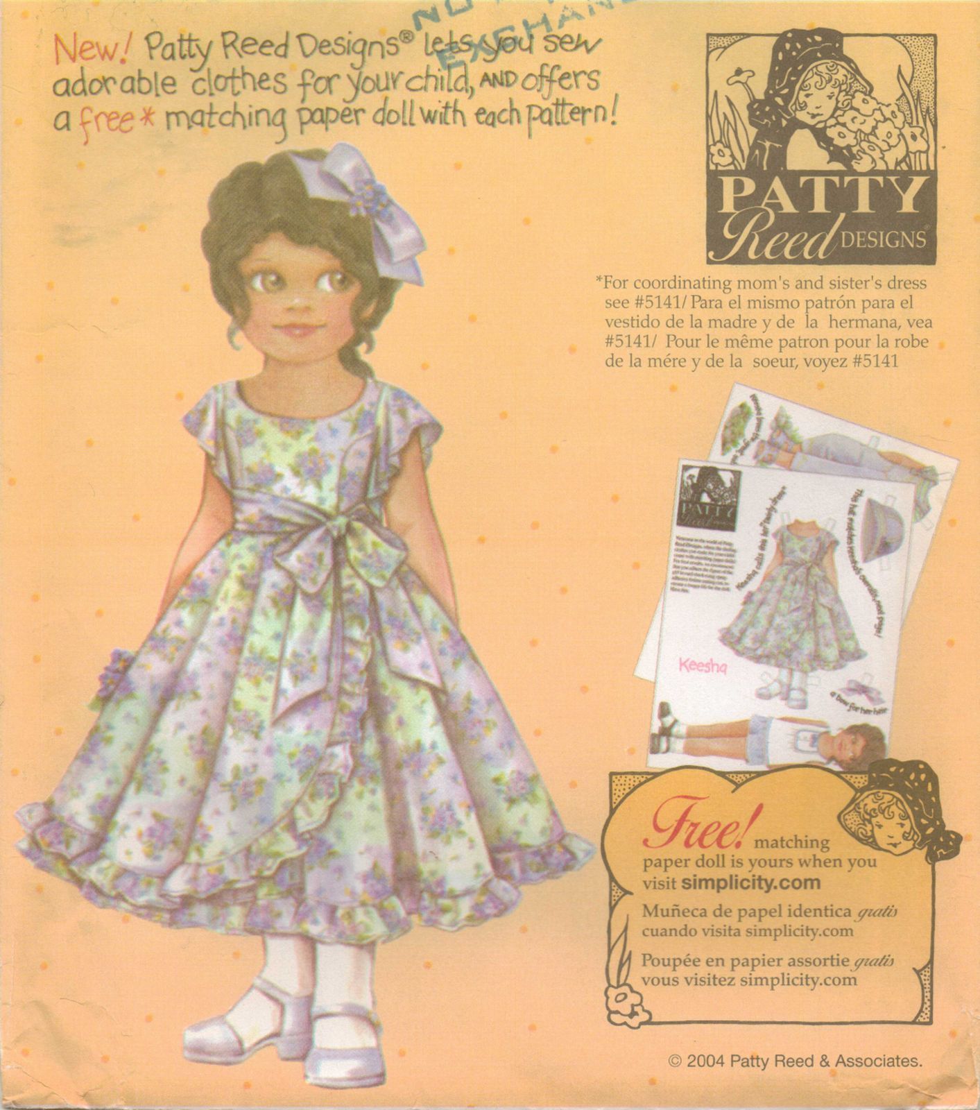 Childs Patty Reed Easter Flower Girl Dress Matching Paper Doll Sew ...