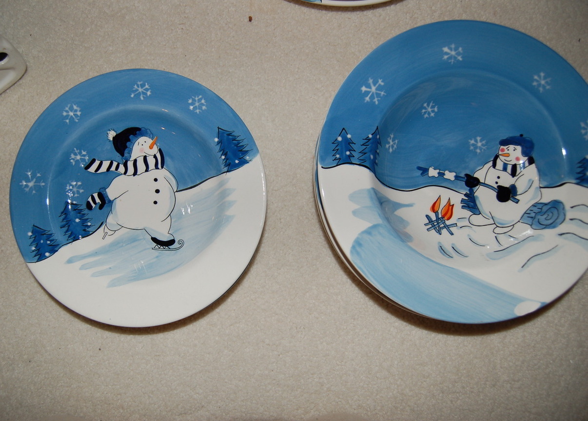 Snow Valley Snowman Canterbury Potteries Dinnerware Set Service for 4 ...