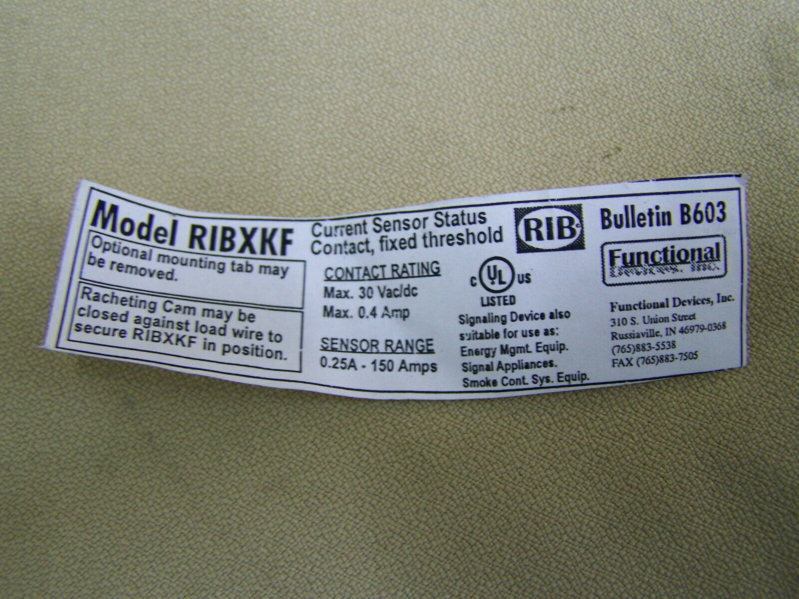RIB RIBXKF Current Sensor new in box - HVAC & Refrigeration