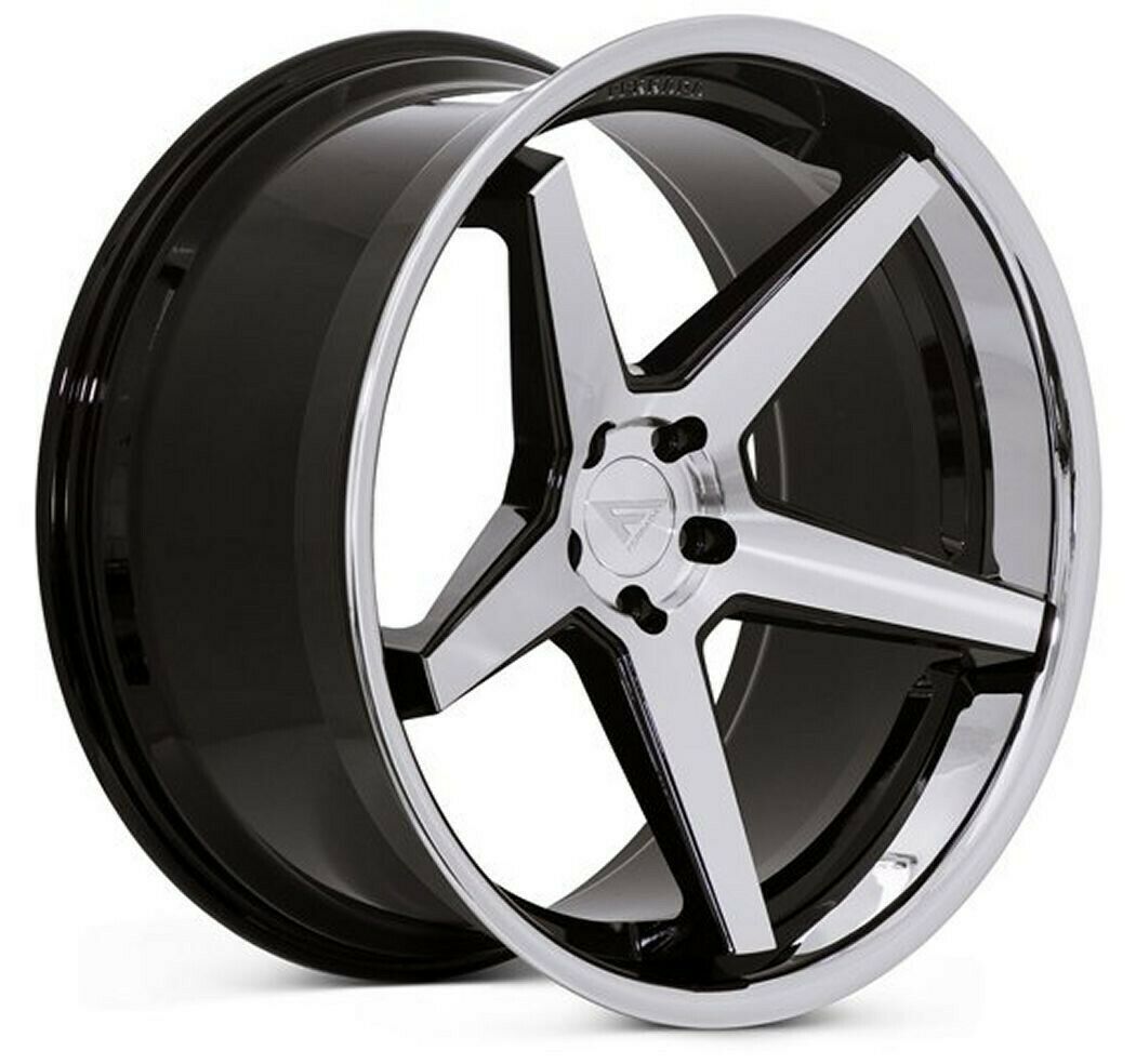 22x9 Ferrada FR3 5x130 42 Machine Black Chrome Lip Wheels Rims Set(4 ...