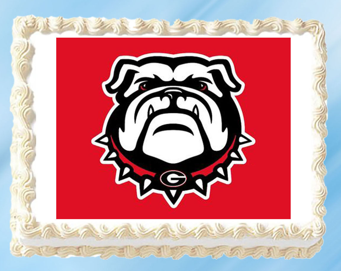 Georgia Bulldogs Edible Image Topper Cupcake Cake Frosting 1/4 Sheet 8. ...