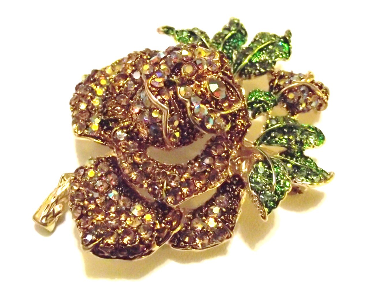 Gorgeous Topaz Swarovski Crystal Mini Rose Brooch Pin - Pins & Brooches