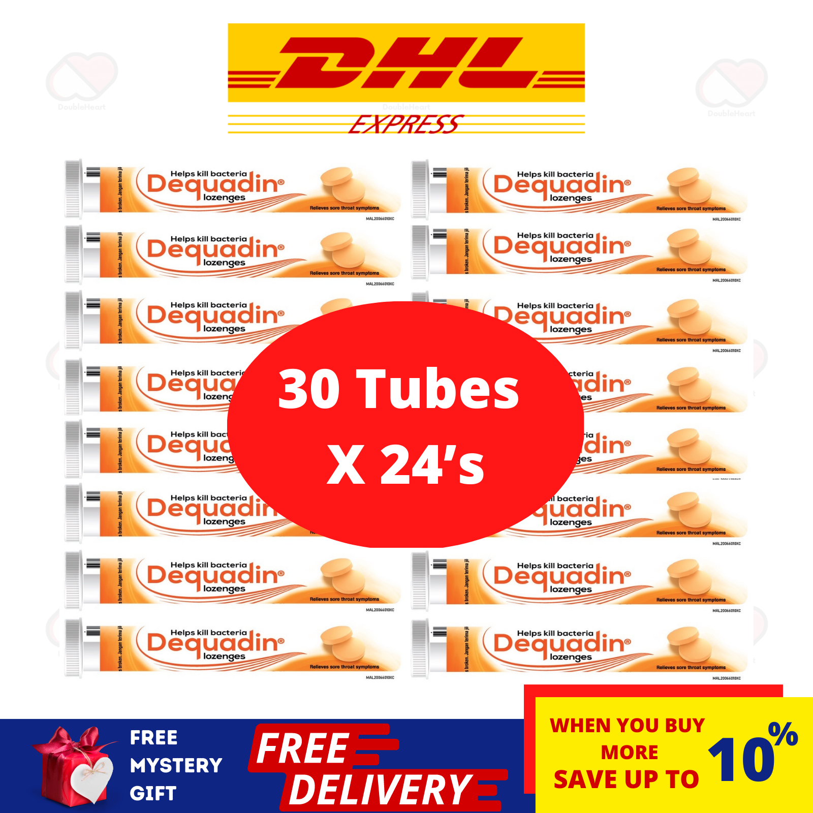 30 Tubes Sore Throat & Mouth Infection Dequadin Lozenges Orange Flavor ...
