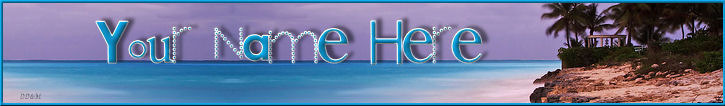 Caribian Beach Custom Website Banner blue skies rocks waves beach huts ...