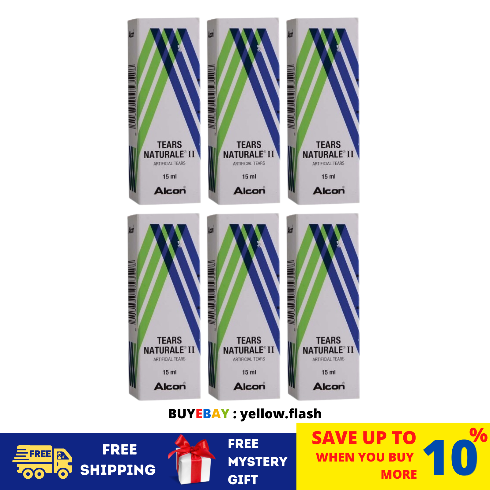 6 X Alcon Tears Naturale II 15ml Colirio Lubricante Calmante e ...
