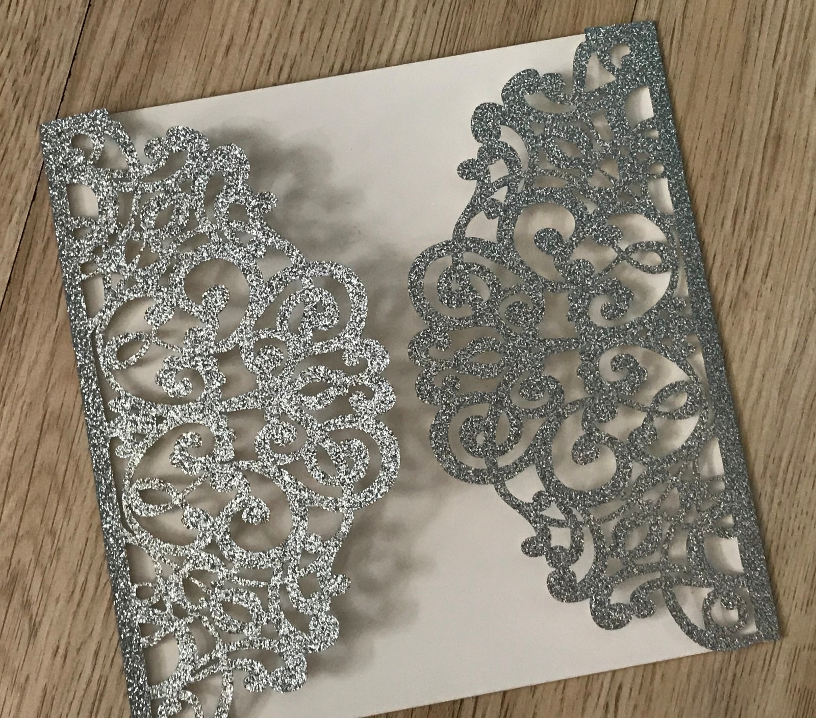 50pcs Glitter Silver Laser Cut Wedding Invitations,Invitations ...
