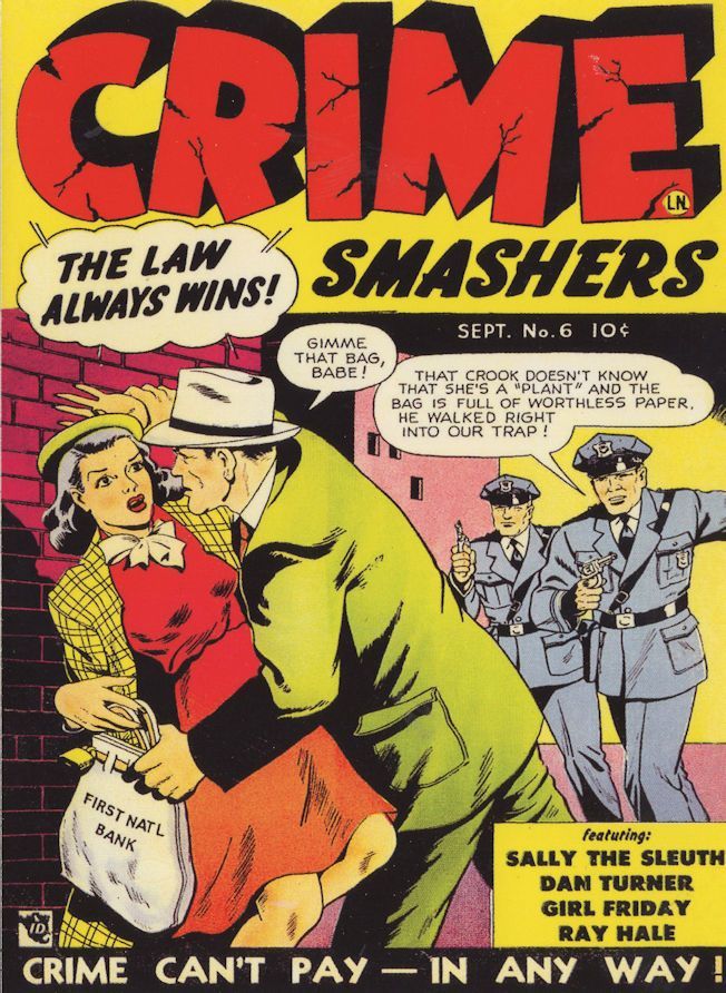 Crime Smashers Bank Robbery Bag Of Money Loot 1950s Comic Postcard ...