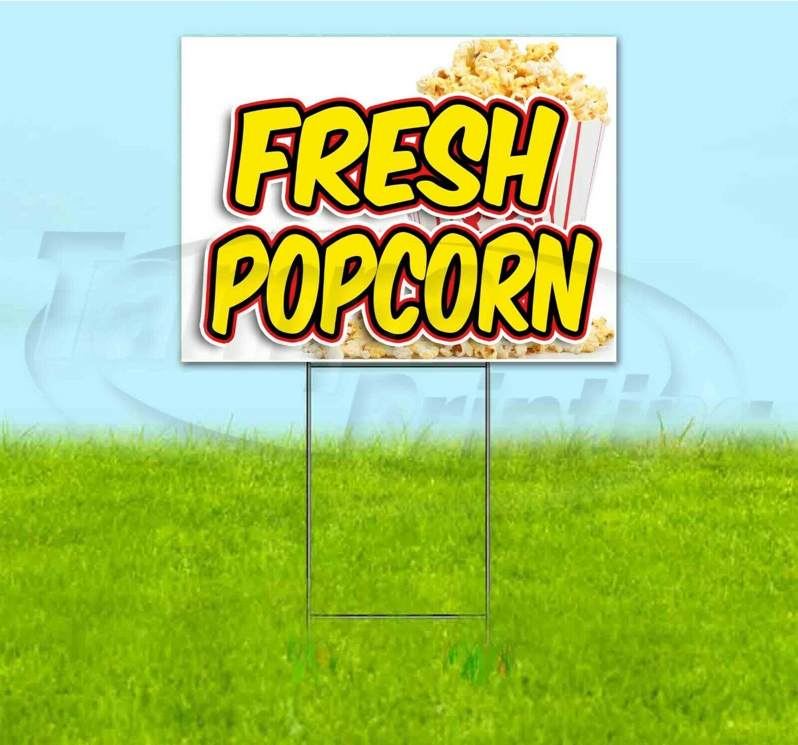 FRESH POPCORN 18x24 Yard Sign WITH STAKE Corrugated Bandit USA BUSINESS ...
