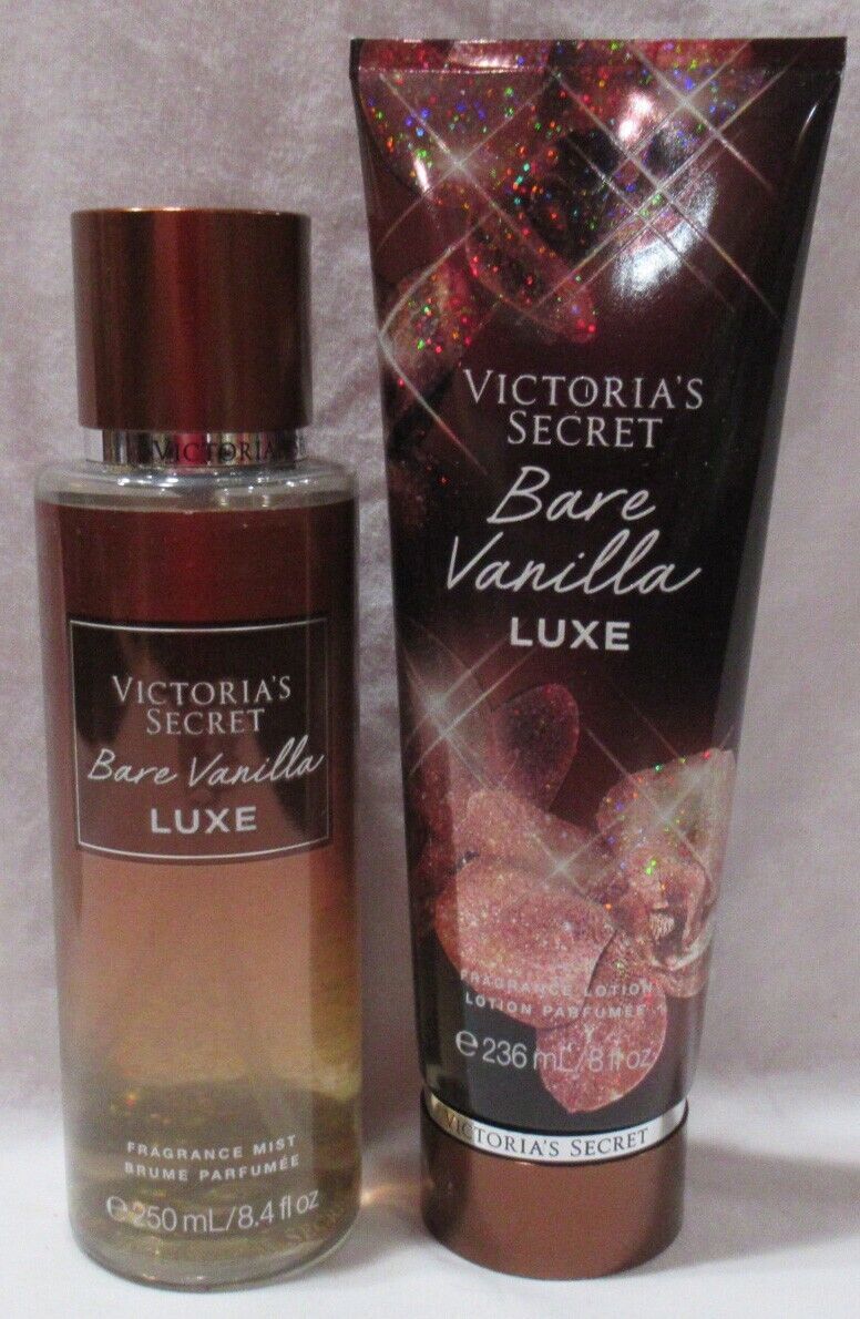 Victoria's Secret Fragrance Mist & Lotion Set 2 BARE VANILLA LUXE rich ...