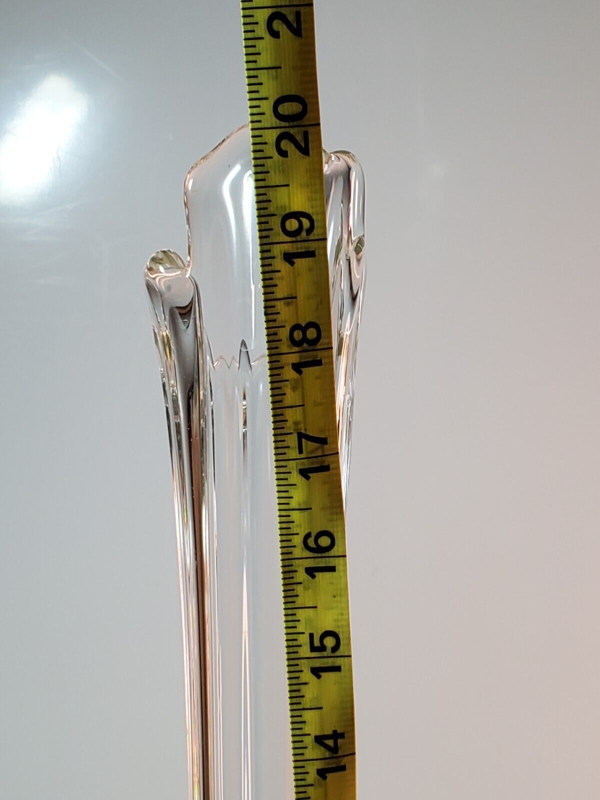 Vintage Swung Vase Clear And Frosted Ivima Glass Portugal Hand Made Mcm Vases