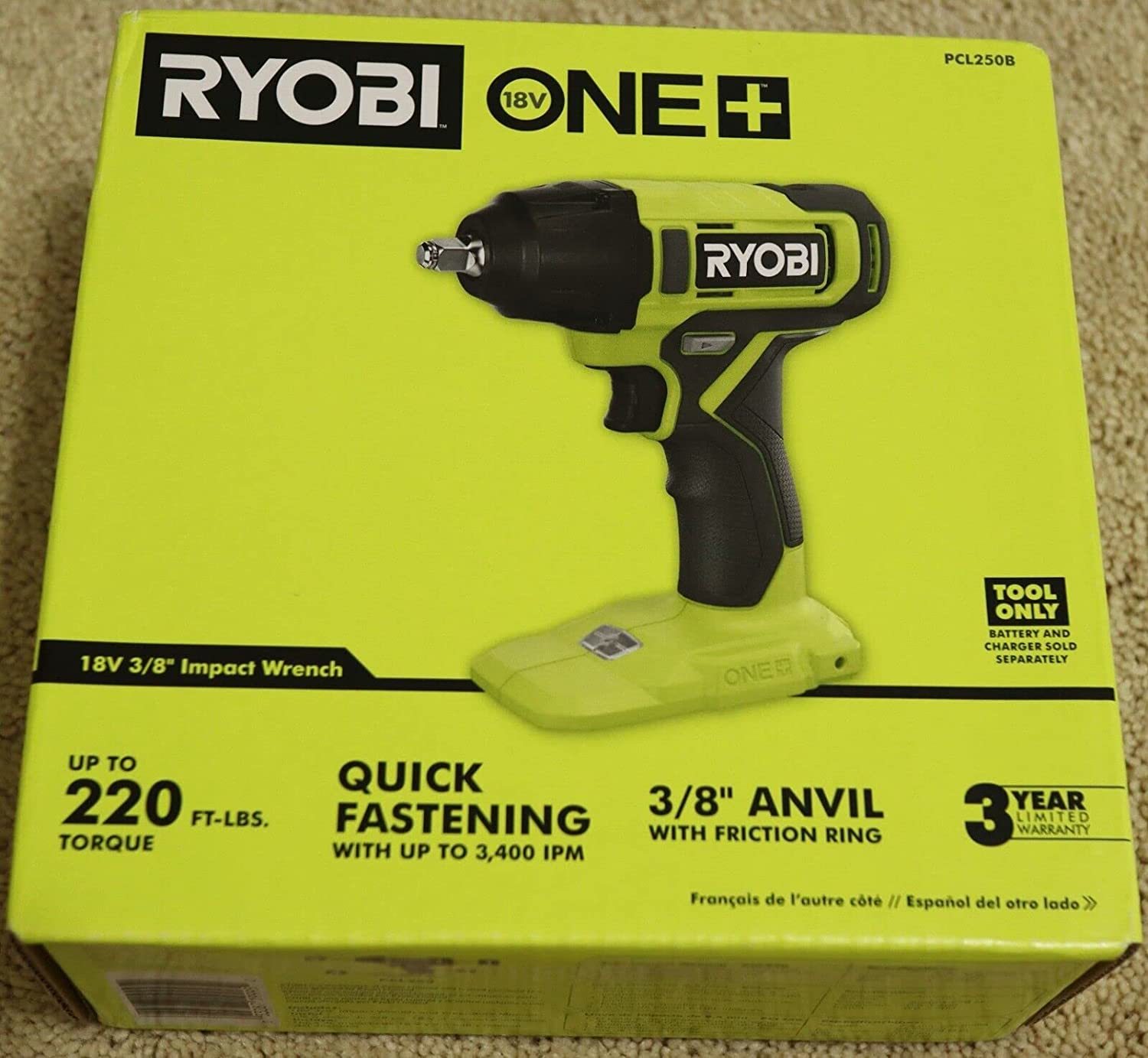 Ryobi PCL250B Cordless 3 8 In Impact Wrench Tool Only Power Tools Ryobi PCL250B Cordless 3 8 In Impact Wrench Tool Only Power Tools