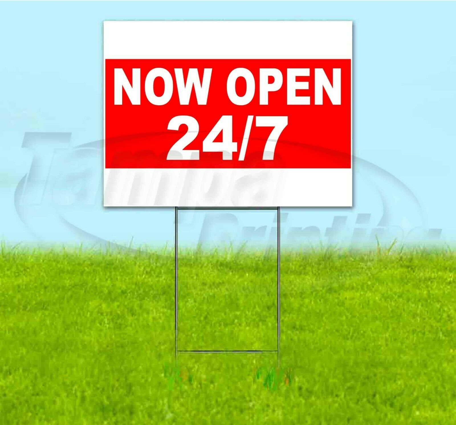NOW OPEN 24/7 18x24 Yard Sign WITH STAKE Corrugated Bandit USA BUSINESS ...