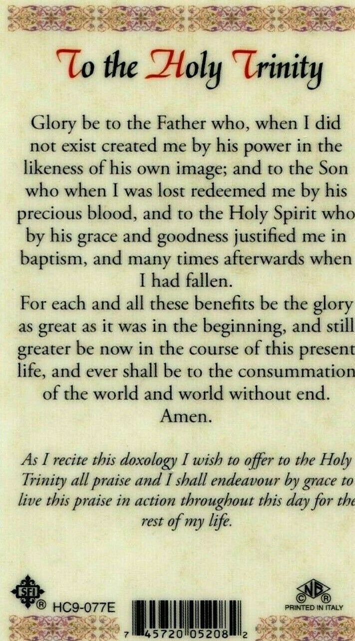 Holy Trinity Prayer Card Laminated - Item EB344 - Glory Be Catholic ...