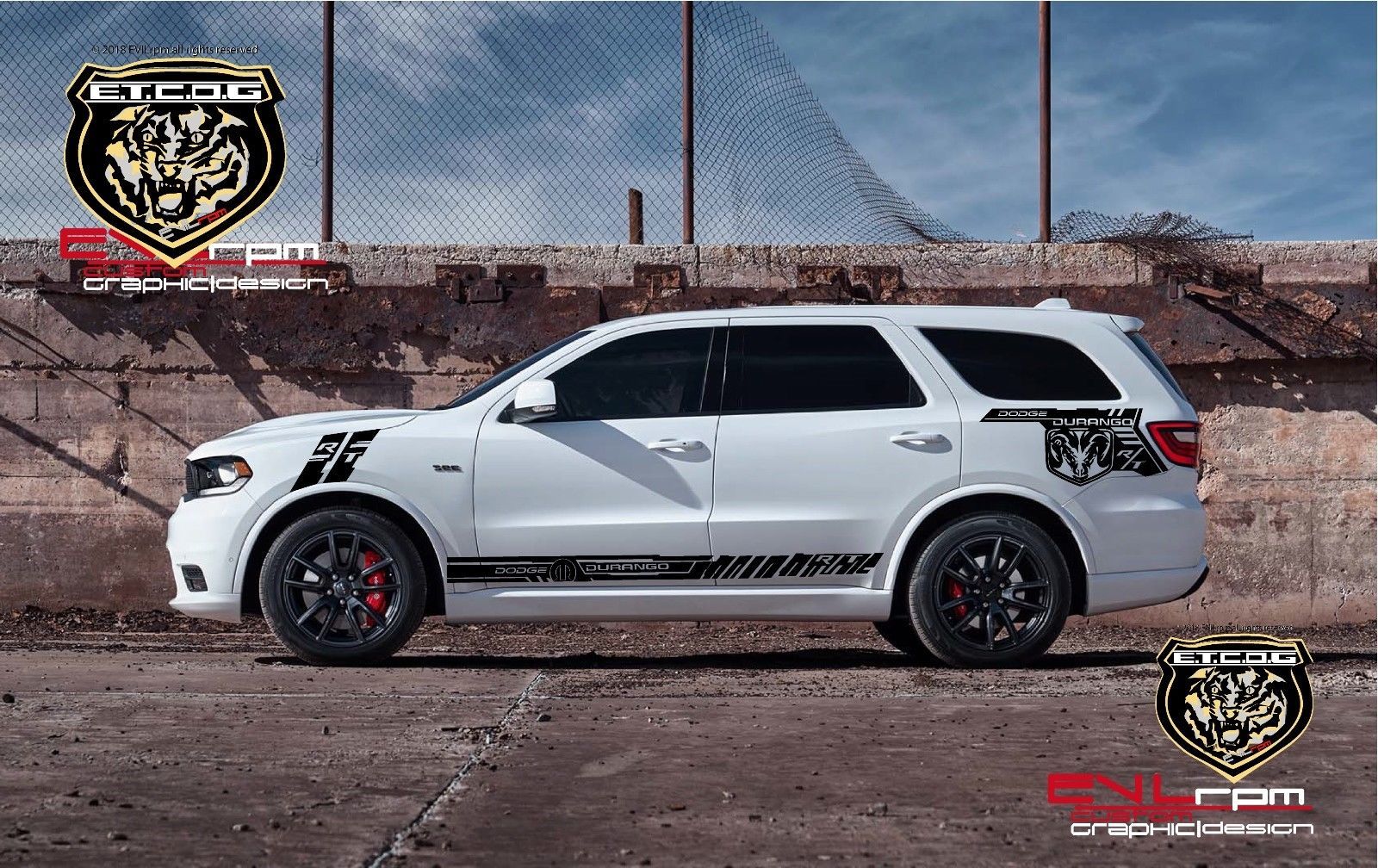 side vinyl decal graphics sticker hockey kit for DODGE DURANGO RT 2010 ...