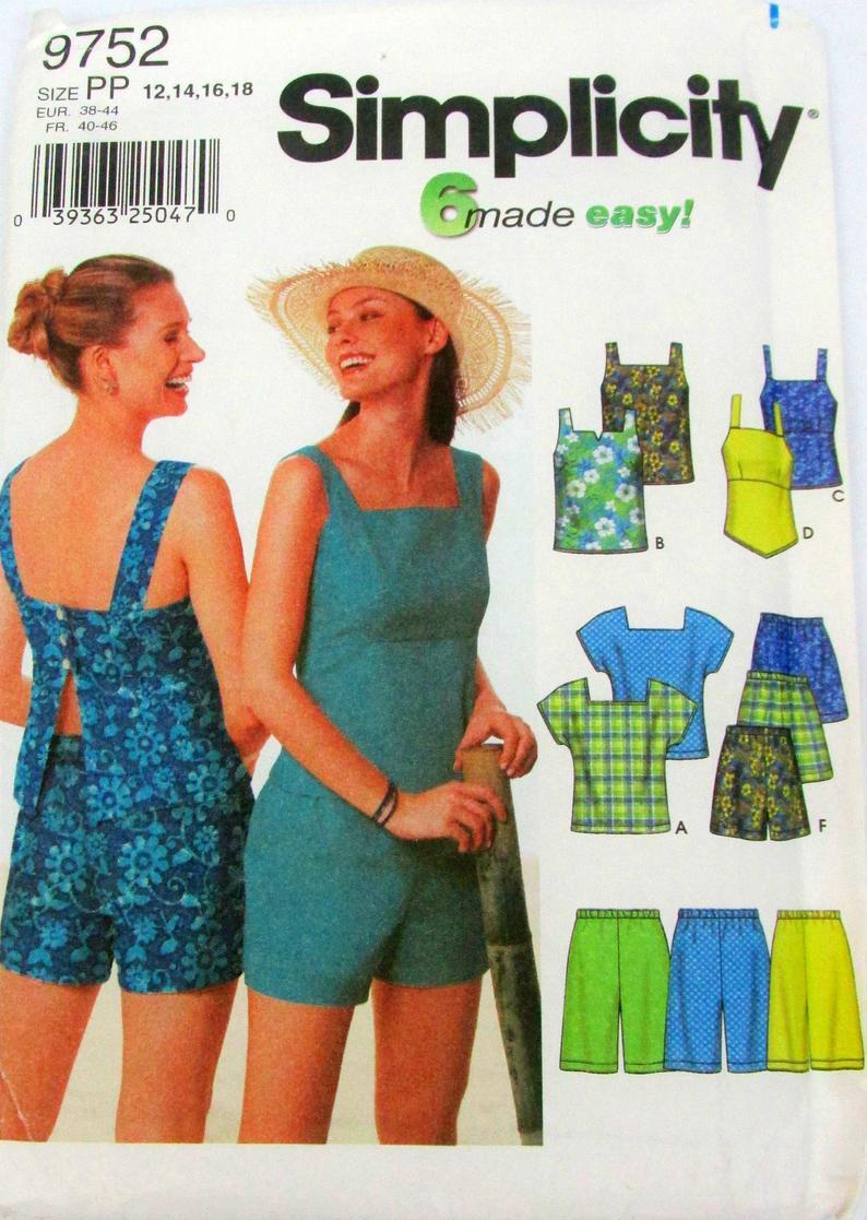 Simplicity Sewing Pattern 9752 misses 6 piece easy Misses top shorts ...