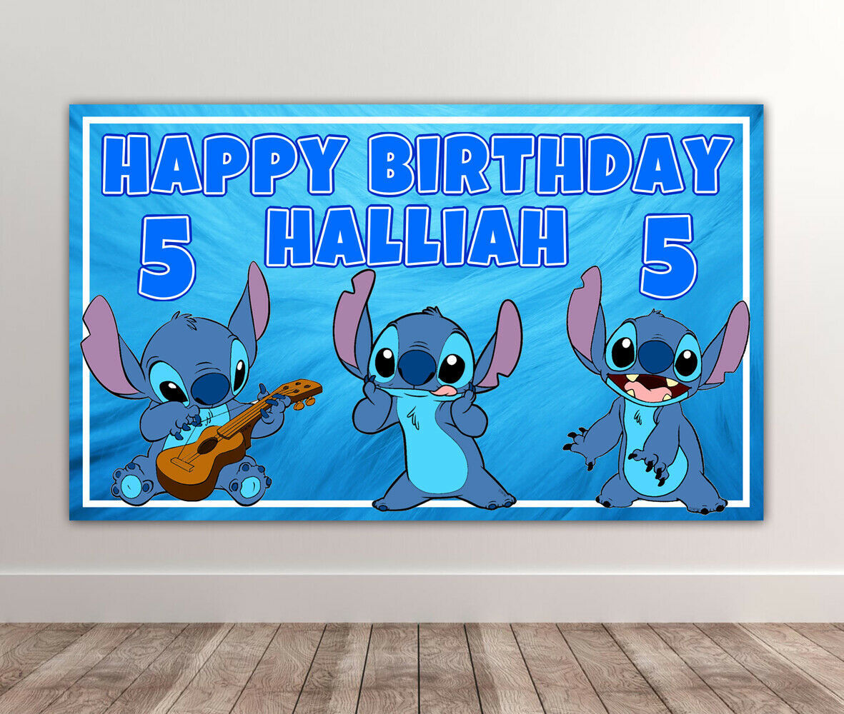 2 X DISNEY STITCH Personalised Birthday Backdrop - Stitch Banner 40 x ...