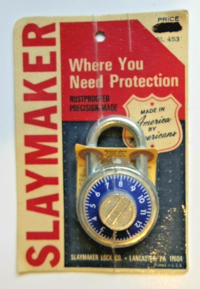Vintage Slaymaker Padlock Combination Lock w/ Original Tag & Code USA ...