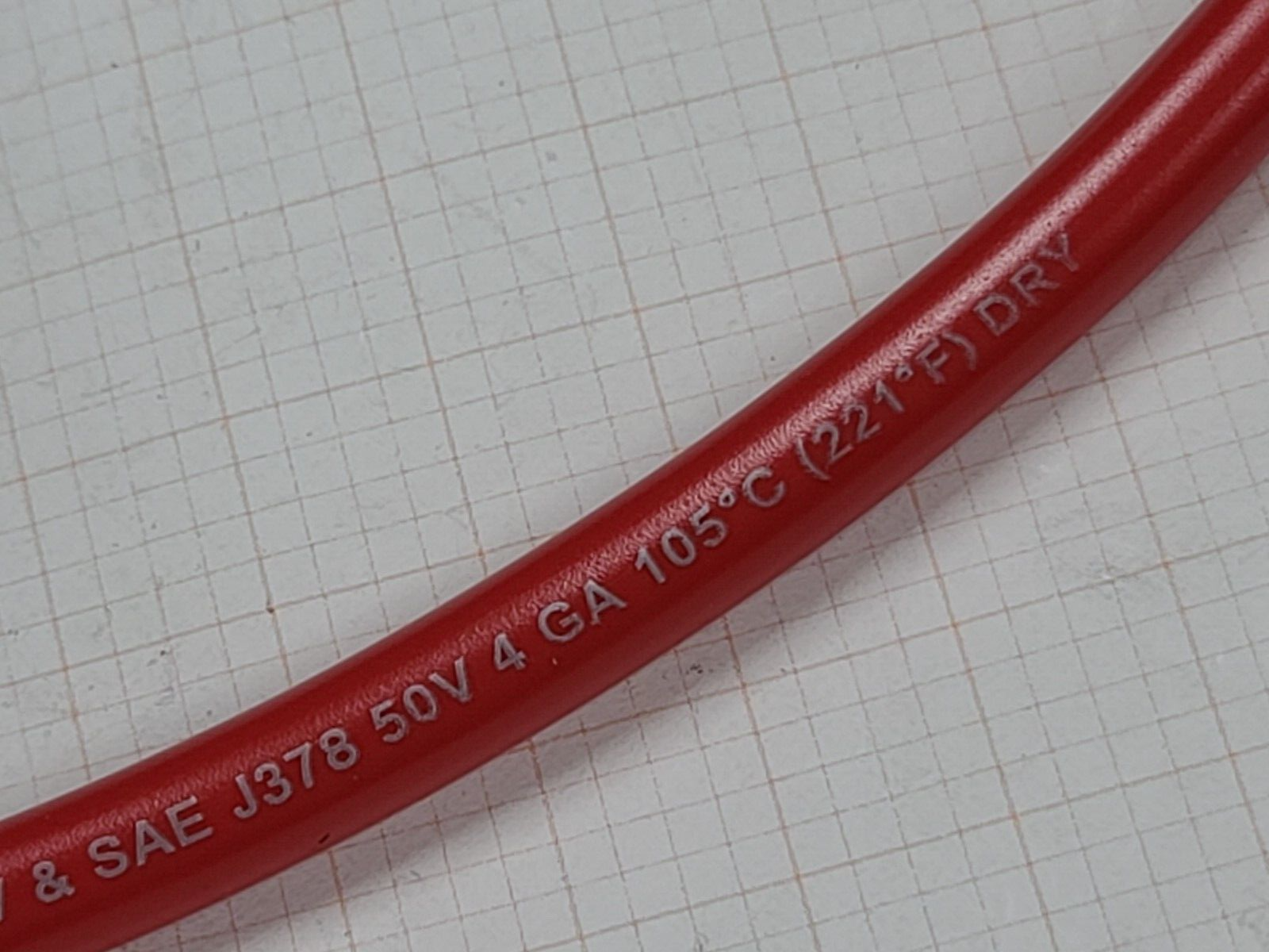 Waytek Wire #4awg 70x22.5B SGT SAE-J1127 Automotive Battery Cable 60V Red /10ft - Hookup & Lead