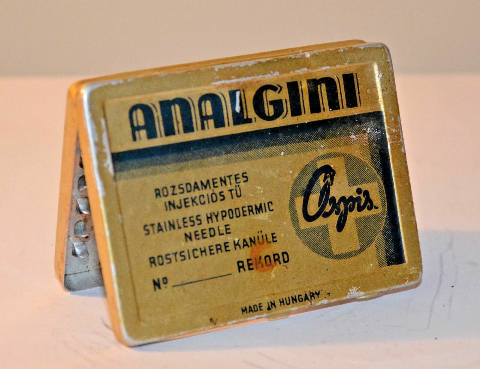 Analgini Vintage tin for hypodermic needle Hungarian Soviet period - Tin
