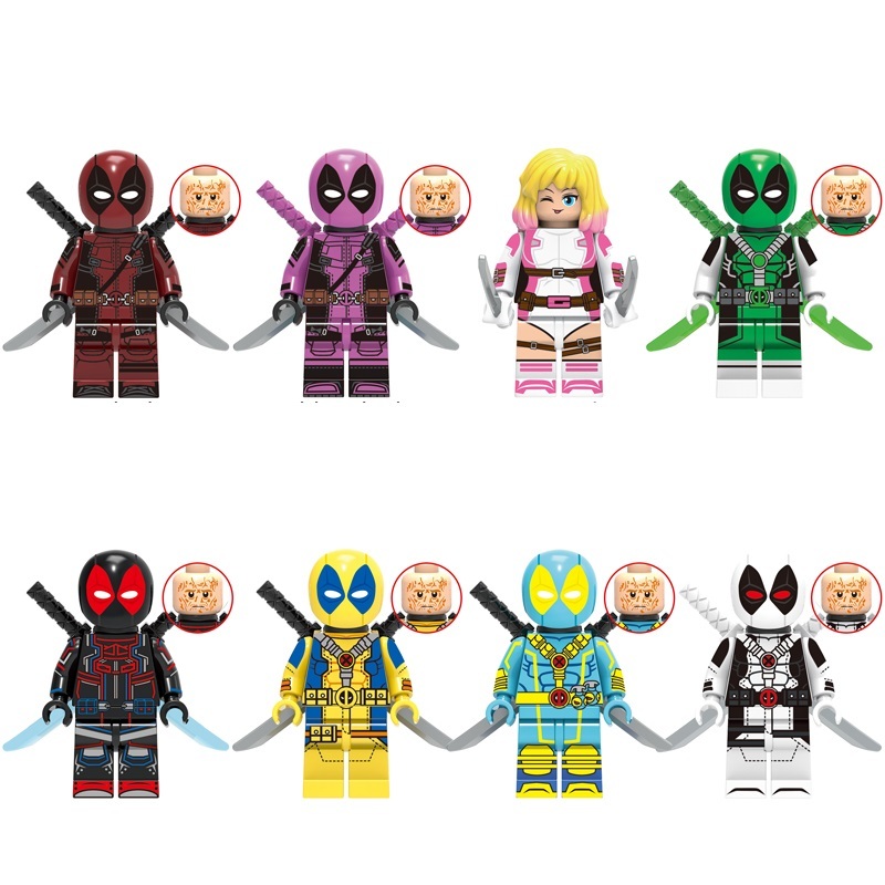 8pcs Gwenpool and Various Deadpool X-Men X-Force Green Pink Deadpool ...