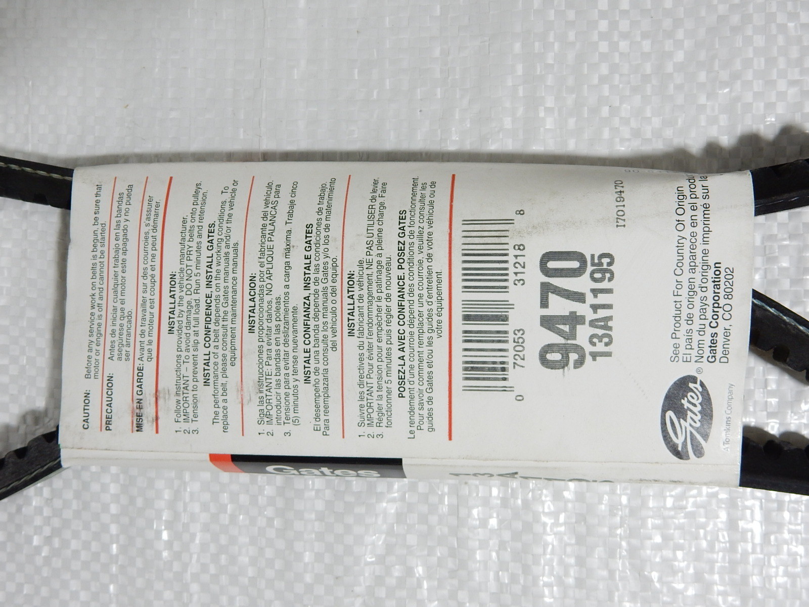 V-Belt 9470 Gates Automotive XL 13A1195 Green Stripe fits L4 L6 V8 ...