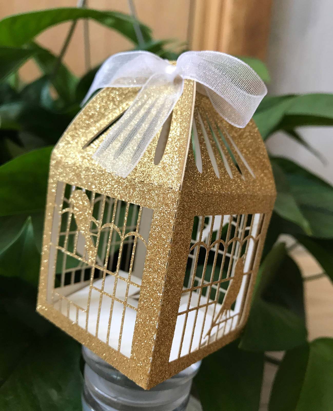 100pcs Love Bird Cage Laser Cut wedding favor box with ribbon,Chocolate ...