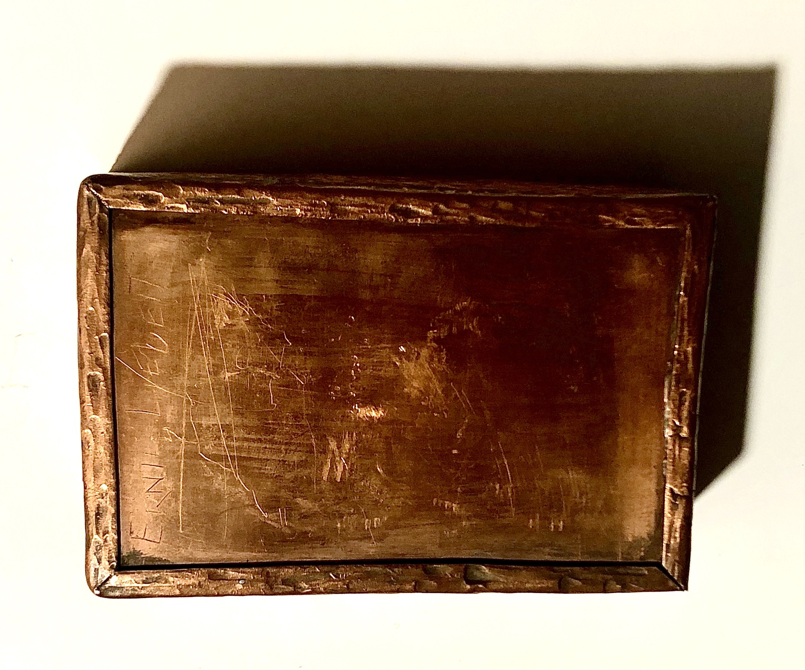 Western Arts and Crafts / Folk Art Hammered Copper Box Signed by Artist ...