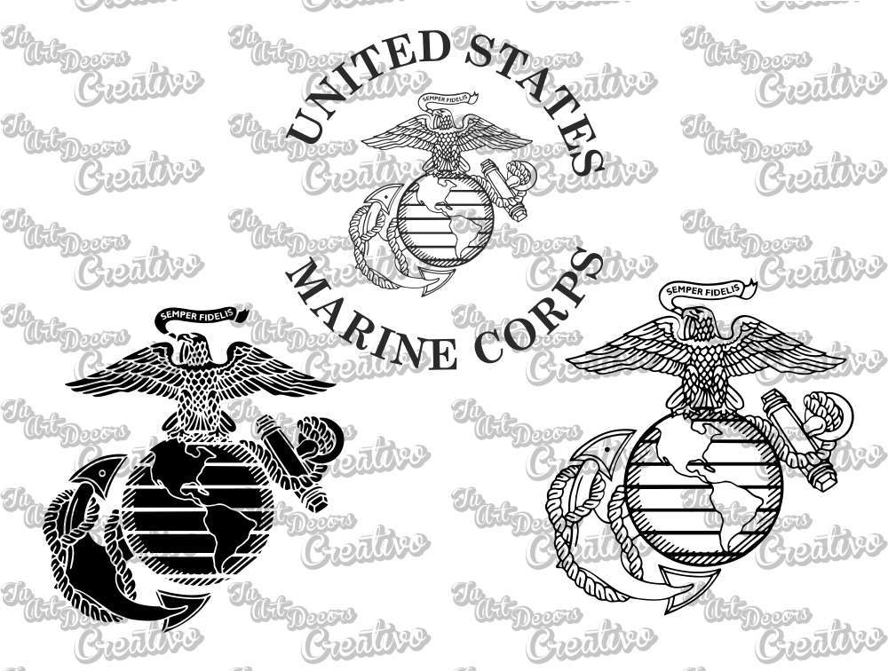 Marine Corps Svg, Vector for cameo or laser cuts, Emblem and Ranges ...