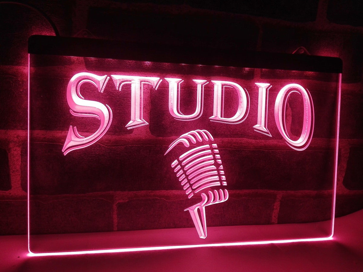 Studio On The Air Microphone music club Bar 3D LED Neon Light Sign ...