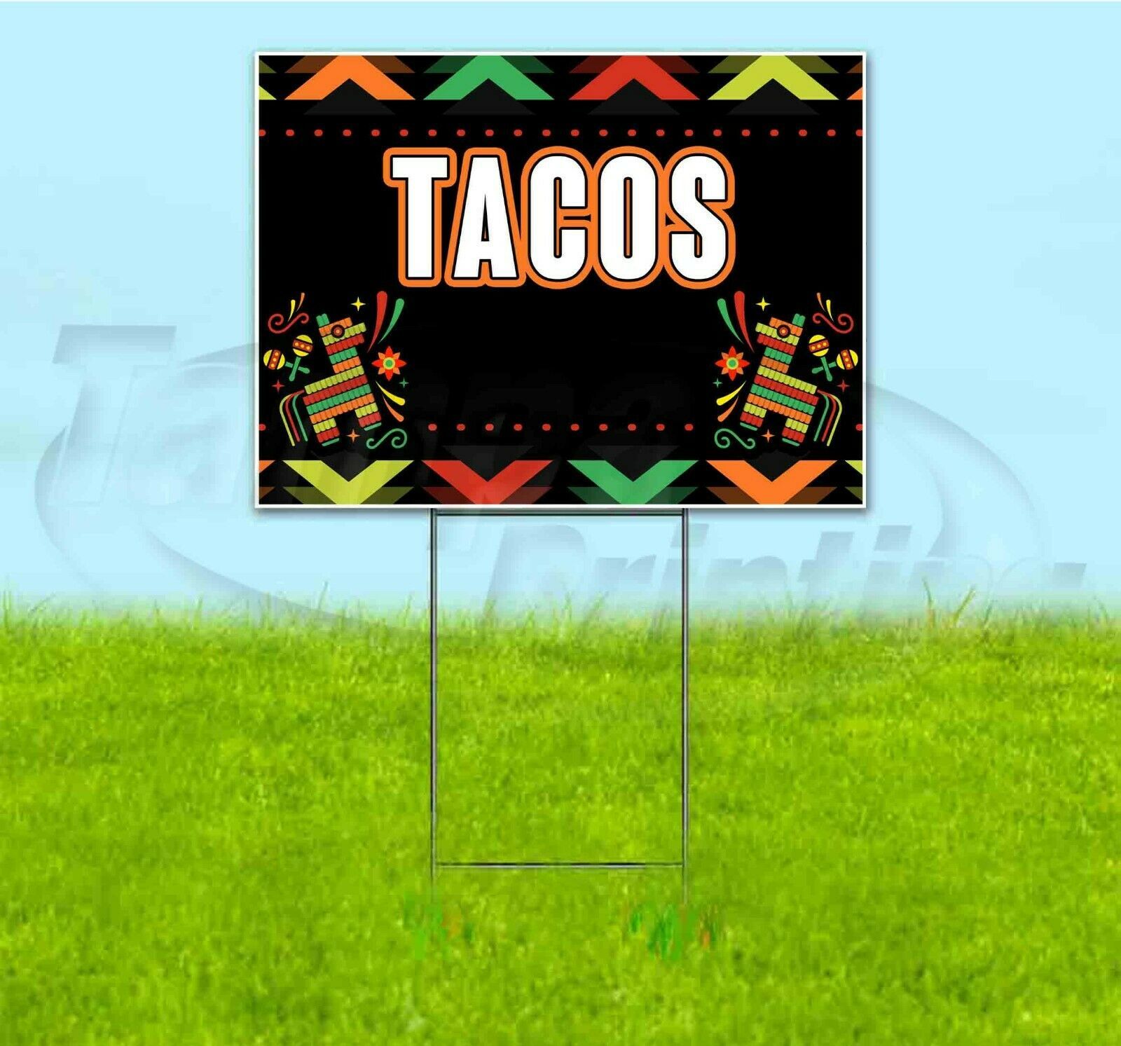 TACOS 18x24 Yard Sign WITH STAKE Corrugated Plastic Bandit Lawn MEXICO ...