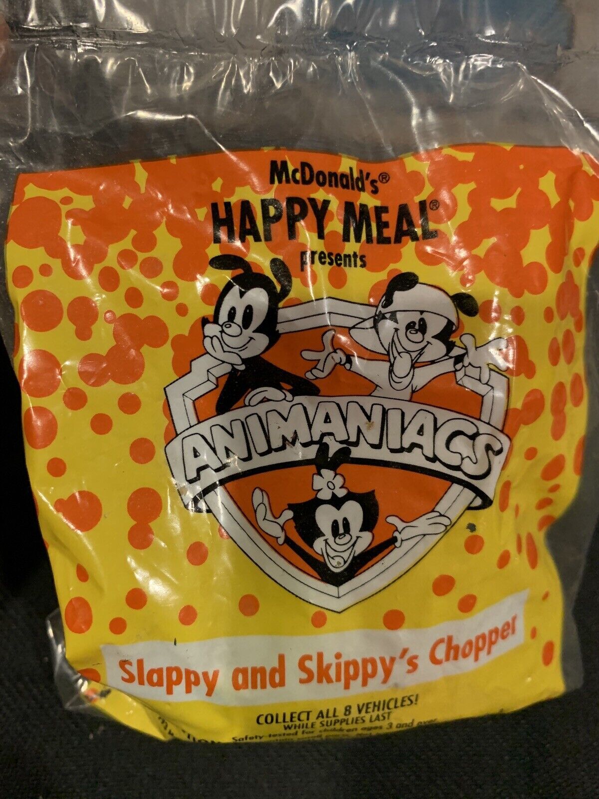 McDonalds 1993 Animaniacs Toy Slappy and Skippy's Chopper & Upside-Down Wakko - Fast Food