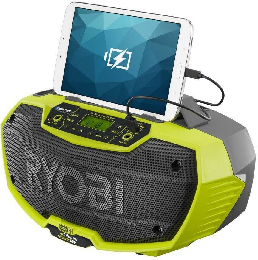 RYOBI Job Site Radio 18-Volt ONE+ Lithium-Ion Hybrid Stereo Compact ...