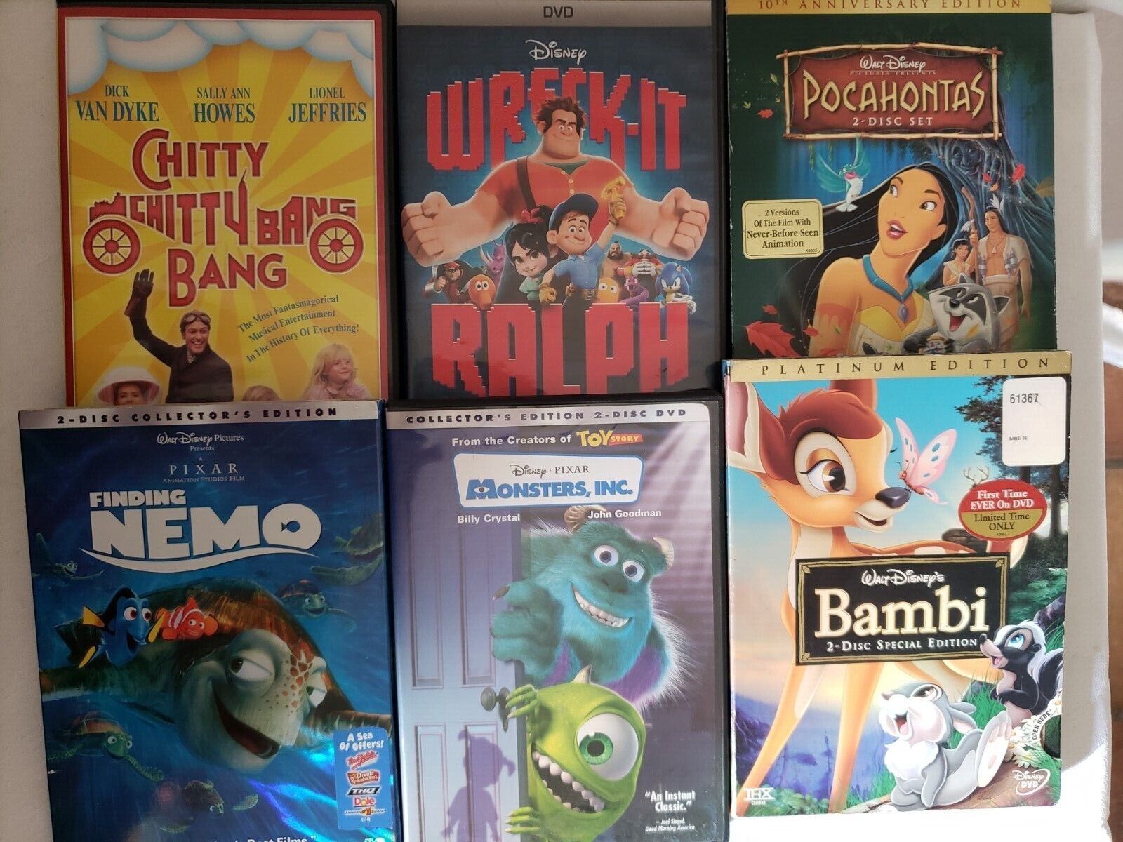 Disney 12 Movie DVD Lot Pixar Wreck it Ralph Oliver and Co Bambi Nemo ...