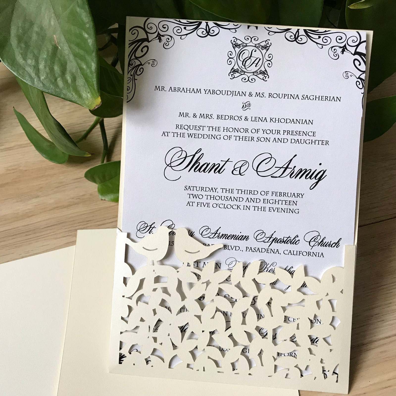 50pcs laser cut Wedding Invitations,custom Pocket laser cut invitations ...